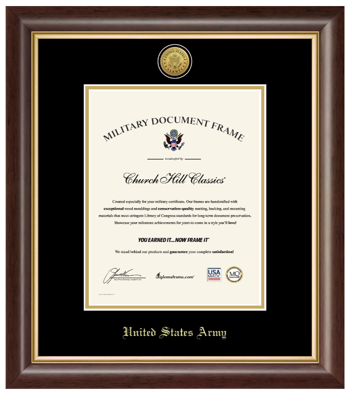 United States Army Gold Engraved Hampshire Certificate Frame (Vertical