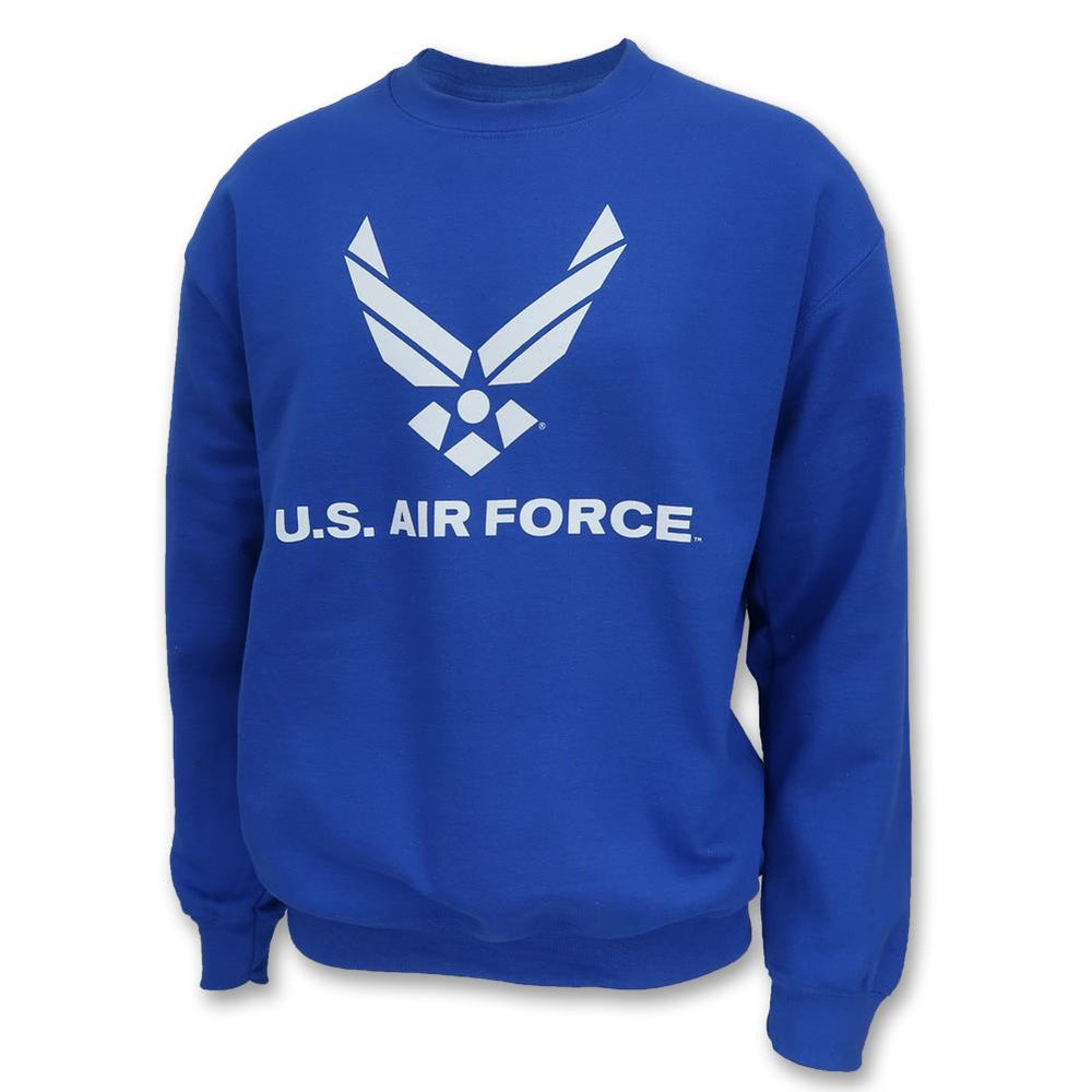 U.S. Air Force Sweatshirts: Air Force Wings Logo Crewneck in Royal